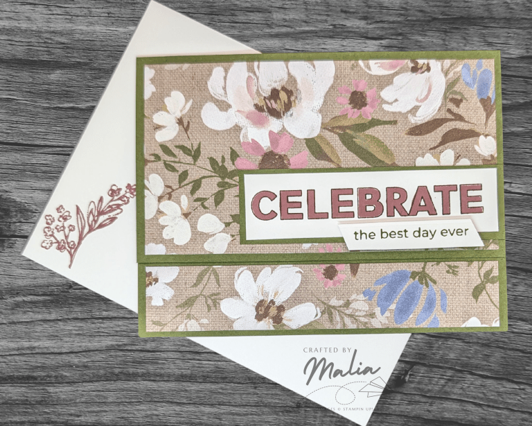 Wildly Flowering Trimmed Flap Card – Crafted by Malia